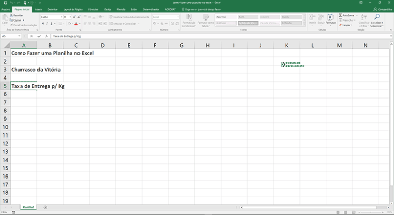 Como criar uma planilha no Excel passo a passo | Cursos de Excel Online